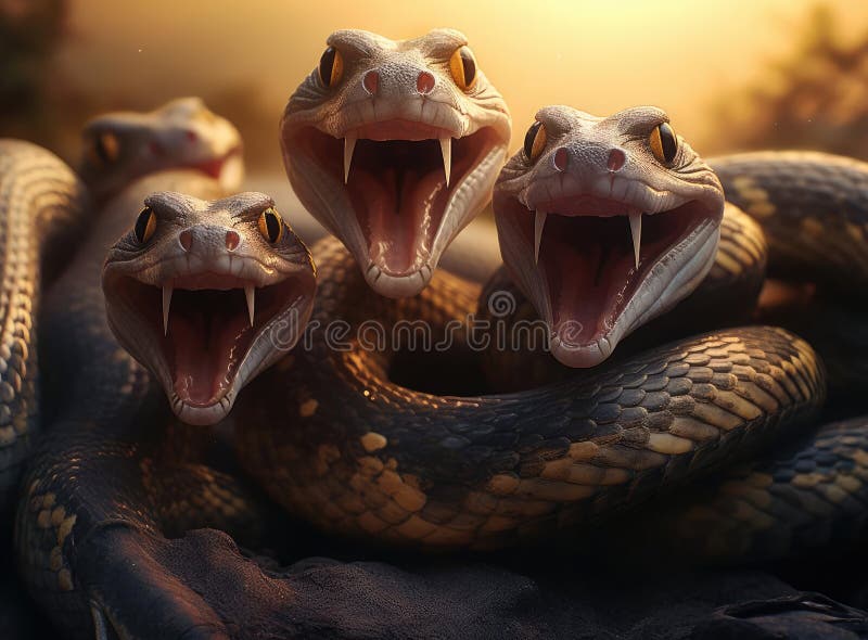 A Group of Snakes Looking at the Camera Stock Illustration ...
