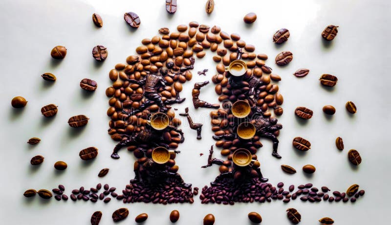 Group of Coffee Beans Arranged in the Shape of Human Head. Generative ...