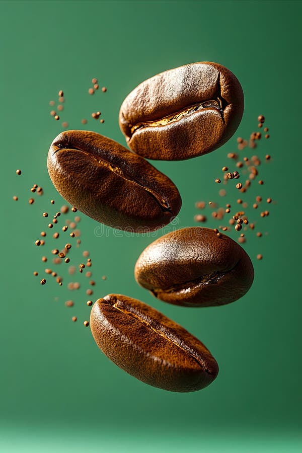 A Group of Coffee Beans Falling into the Air Stock Photo - Image of ...