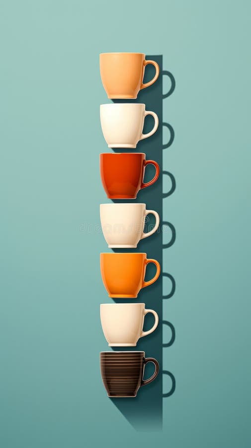 A Group of Coffee Cups Sitting on Top of Each Other Stock Image - Image ...