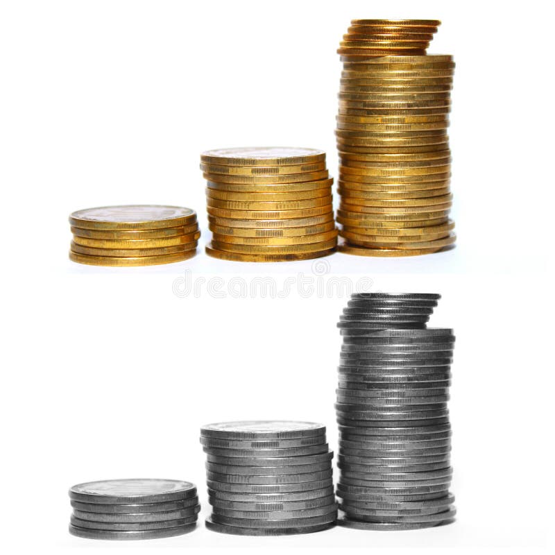 Group of Coins Isolated on White Background Stock Image - Image of ...