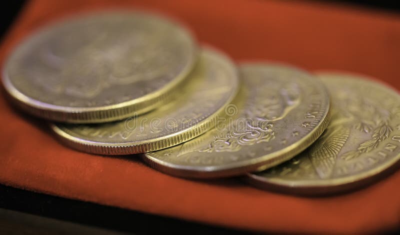Group of Coins for Magicians Stock Photo - Image of display, magician ...
