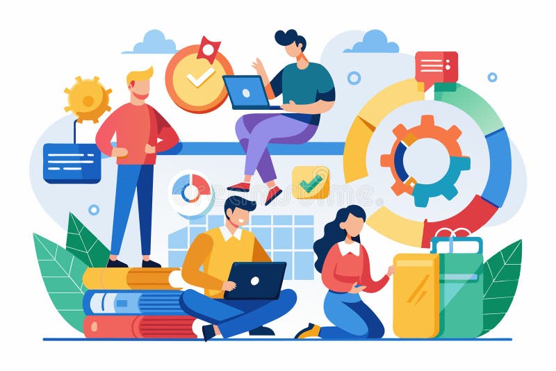 A Group Collaborates Using Laptops, Showcasing the Customizable Scrum ...