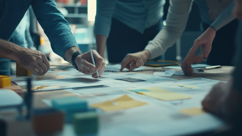 Group Collaboration on a Project with Documents Created Using AI Stock ...