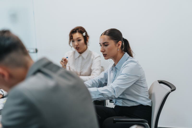 Group of Colleagues Engaged in Collaborative Project Brainstorming ...