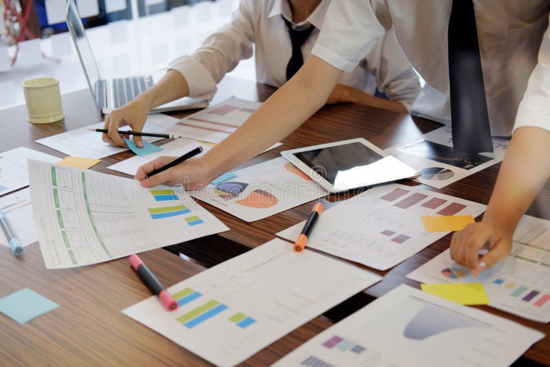 Team Business Working Paper Work on Table Stock Image - Image of ...