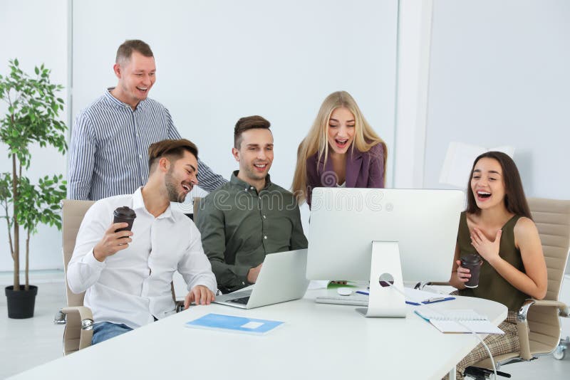 Group of Colleagues Laughing Together Stock Photo - Image of attractive ...