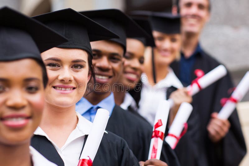 Group of Graduates Holding Diploma Stock Image - Image of college ...