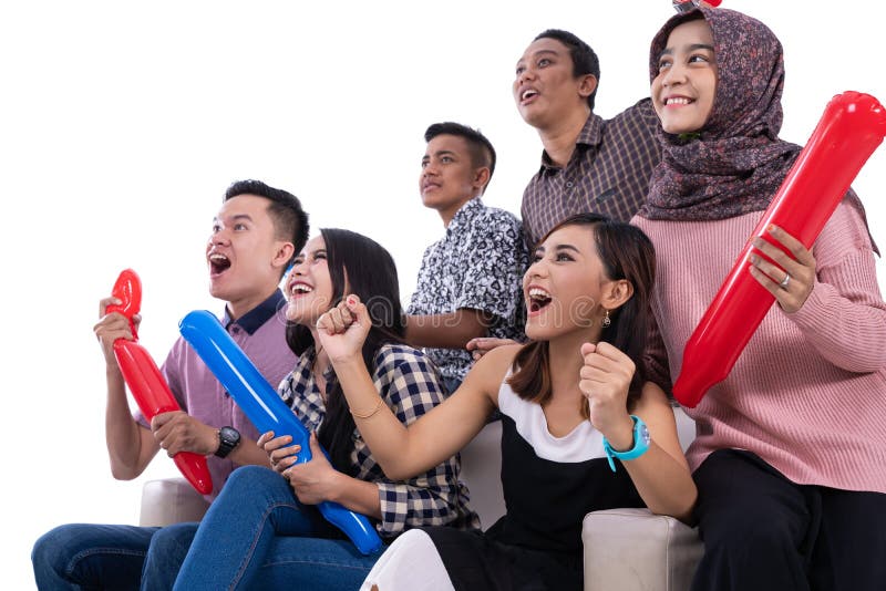 Group of College Student Support Their Team Stock Image - Image of ...