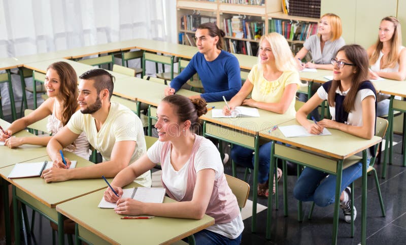 Group of College Students in Classroom Stock Photo - Image of attentive ...