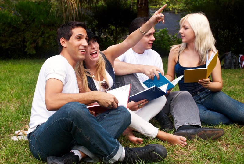 Group of College Students Outdoors Stock Image - Image of college ...