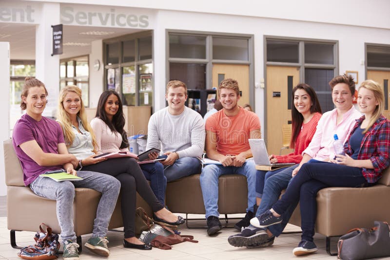 Group of College Students Sitting and Talking Together Stock Image ...