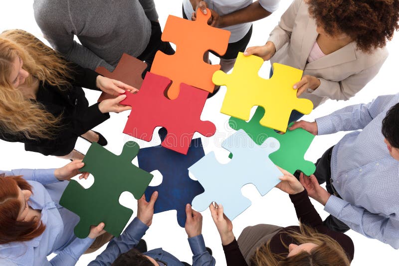 Group of College Students Solving Puzzle Stock Photo - Image of group ...