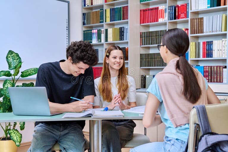 Group of College Students are Studying in Library Class Stock Photo ...