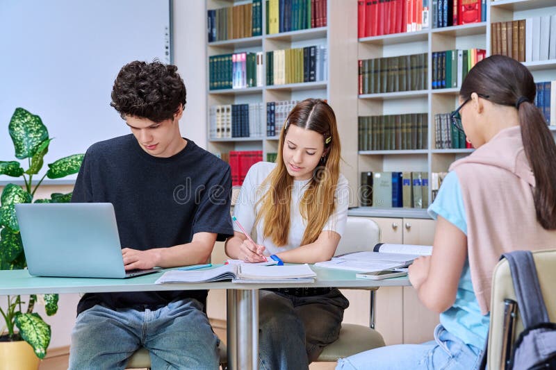 Group of College Students are Studying in Library Class Stock Photo ...