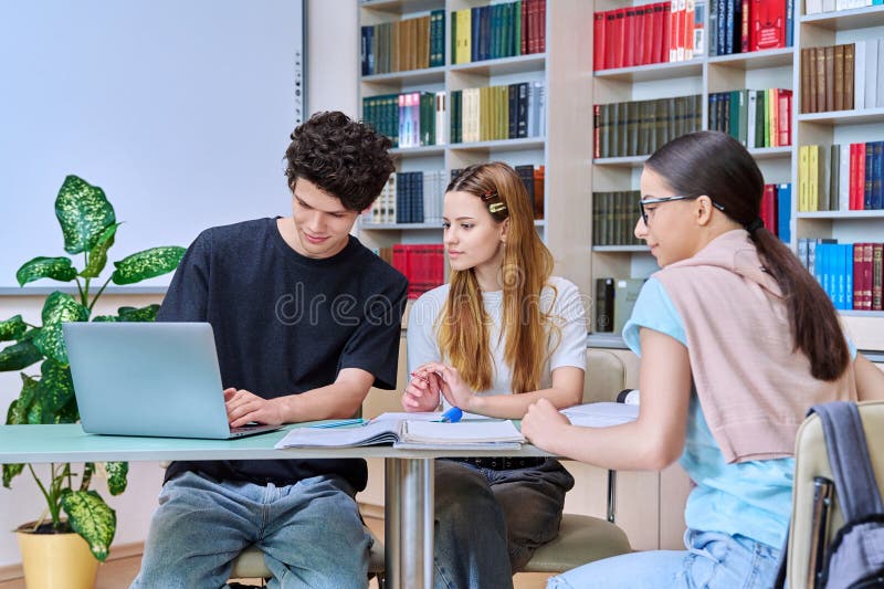 Group of College Students are Studying in Library Class Stock Image ...