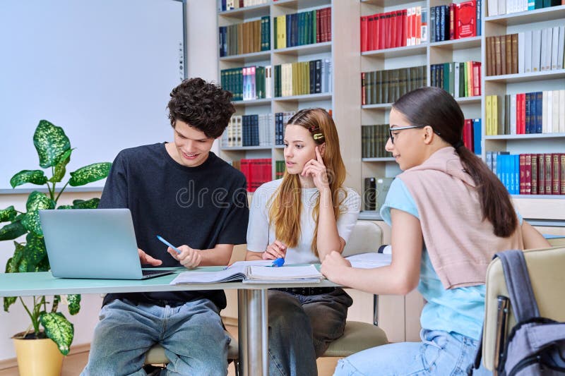 Group of College Students are Studying in Library Class Stock Photo ...