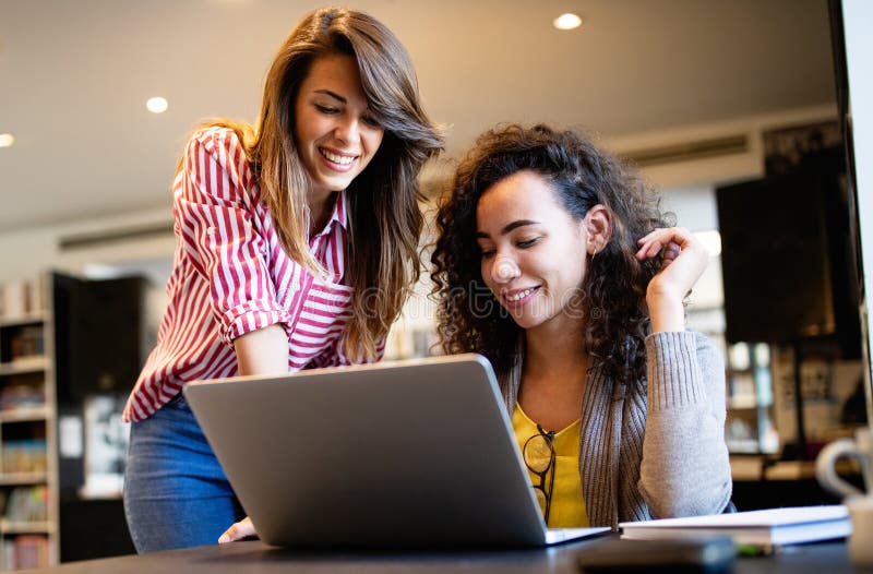Group of College Students Studying in the School Library Stock Image ...