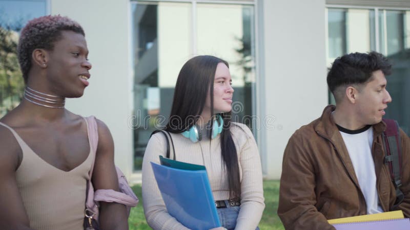 A Group of College Students Talk on the Campus of the University during ...