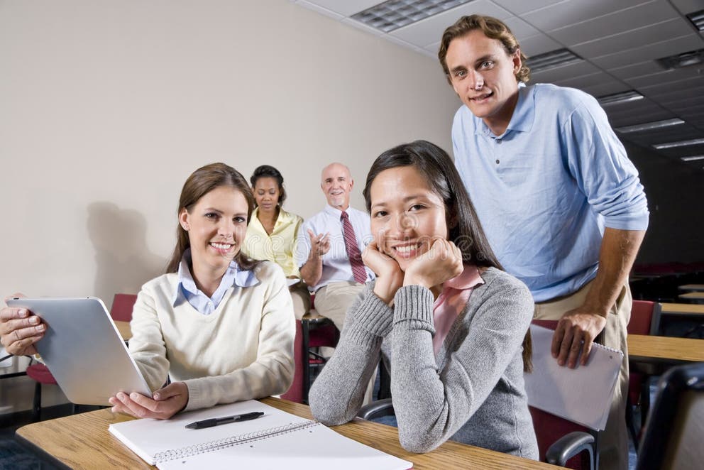 Group of College Students and Teacher in Class Stock Photo - Image of ...