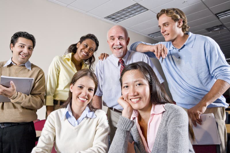 Group of College Students and Teacher in Class Stock Photo - Image of ...
