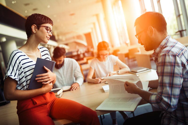 Group of College Students Working Together in the School Stock Image ...