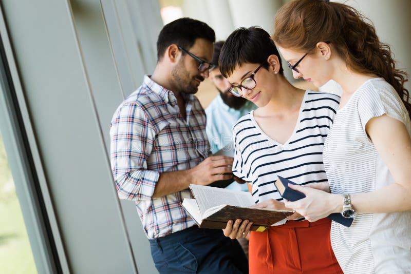 Group of College Students Working Together in the School Stock Photo ...