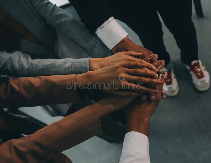 Group of College Touch Hands for Unity Group To Success Business Stock ...