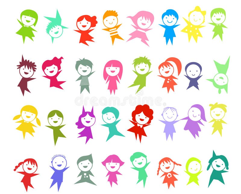 Group of color children stock vector. Illustration of pretty - 47809859