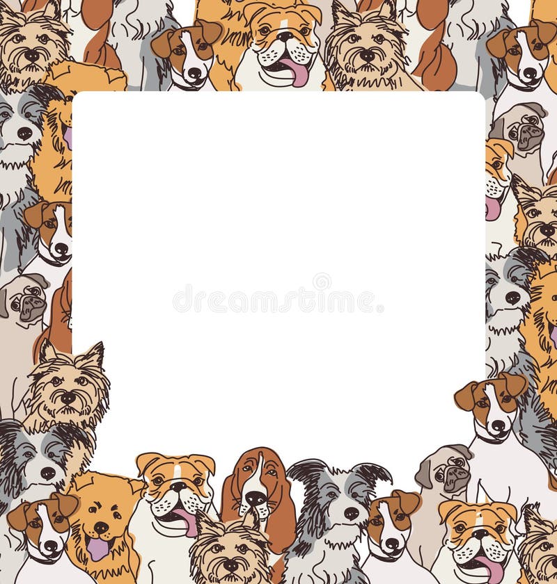 Group Color Dogs Empty Frame Border Stock Vector - Illustration of ...