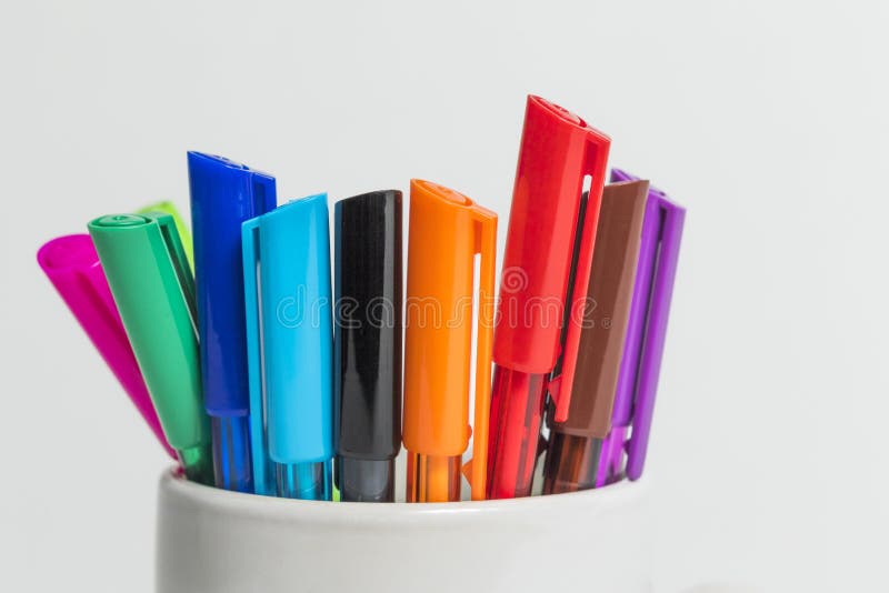 Color Markers Isolated on White Background Stock Photo - Image of ...
