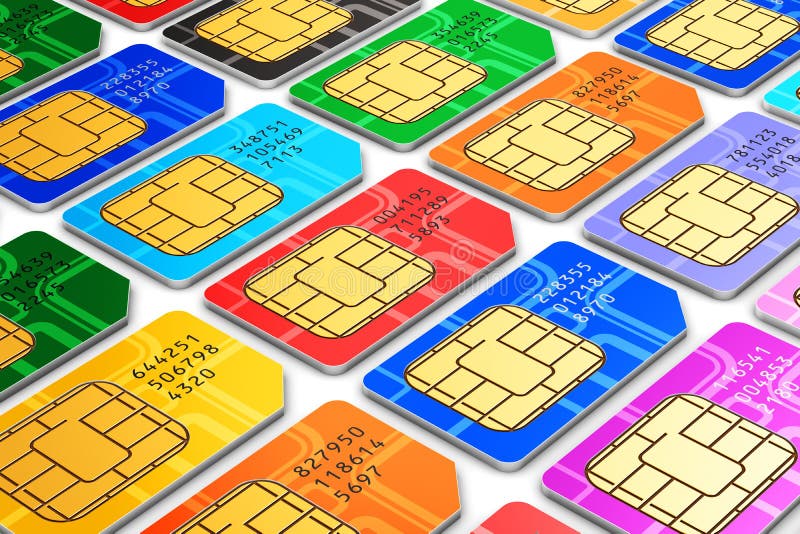 Set of color SIM cards stock illustration. Illustration of mobility ...