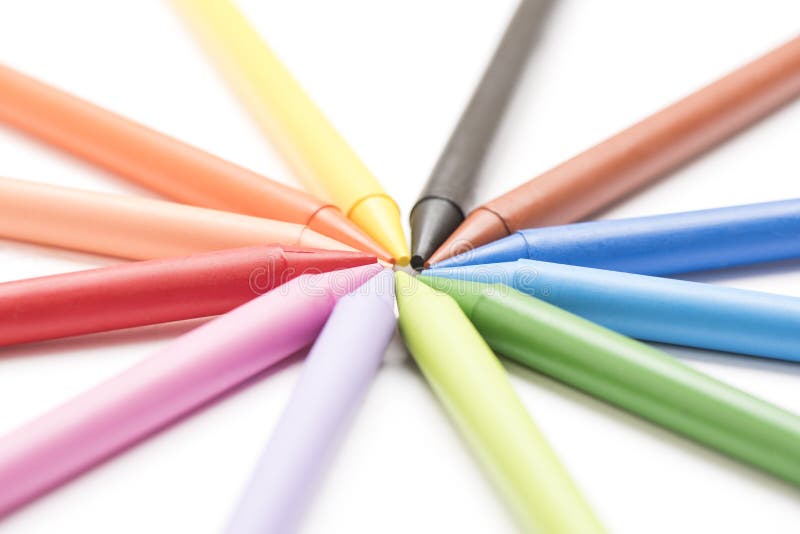 Group of Colored Crayons on White Background Stock Image - Image of ...