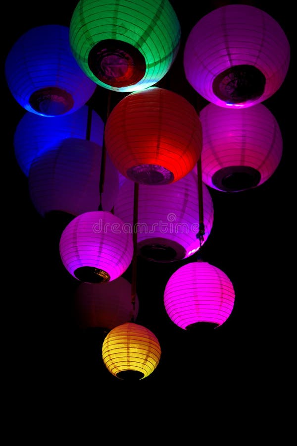 Group of Colored Paper Lanterns Stock Image - Image of japanese ...