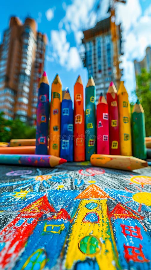 A Group of Colored Pencils Sitting on Top of a Table Stock Image ...