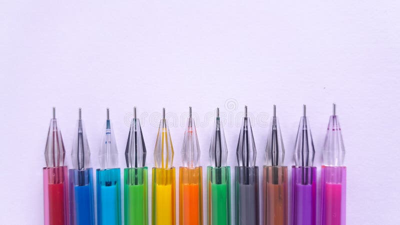 A Group of Colored Pens in a Line Stock Image - Image of painting ...