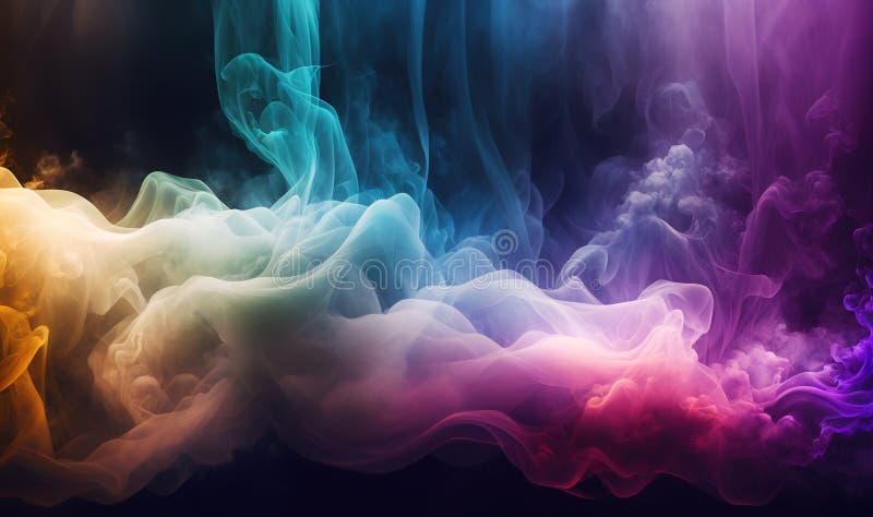 A Group of Colored Smokes on a Blue Surface with a Black Background ...