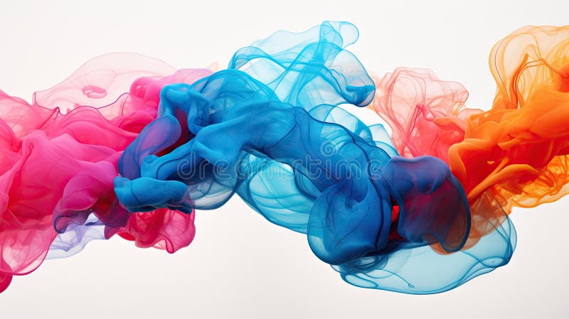 A Group of Colored Smokes Floating in the Air on a White Background ...