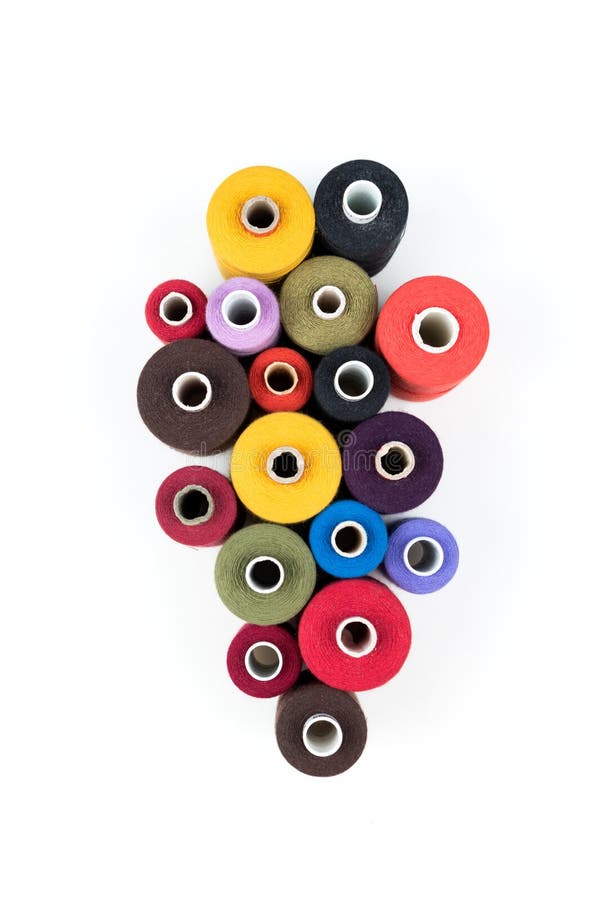 Group of Colored Thread Coils on White Background, Sewing and Tailoring ...
