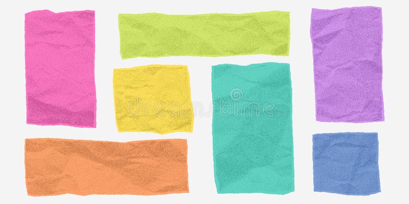 Group of Colored Uneven Rectangular Paper Pieces with Crumpled Surface ...