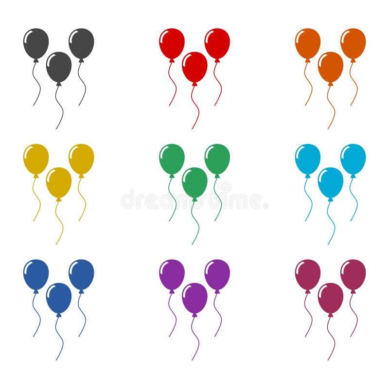 Group of Colorful Balloons Icon. Set Icons Colorful Stock Vector ...