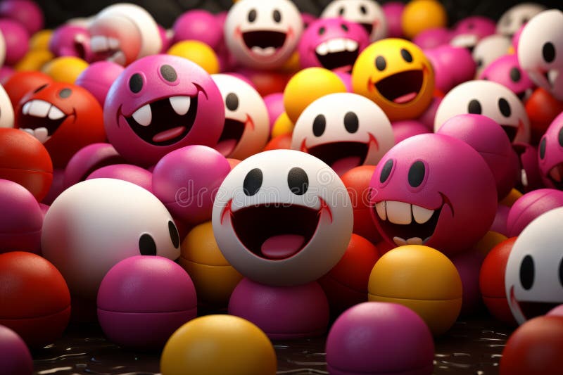 A Group of Colorful Balls with Smiling Faces Stock Illustration ...
