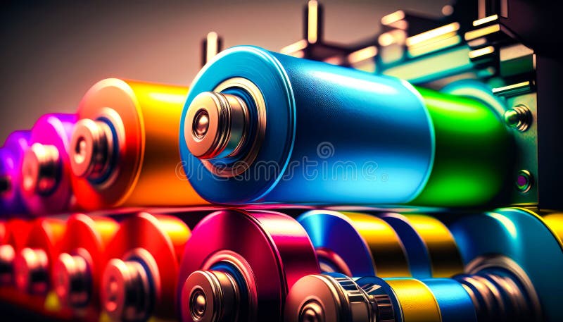 Group of Colorful Batteries on Top of Each Other. Generative AI Stock ...
