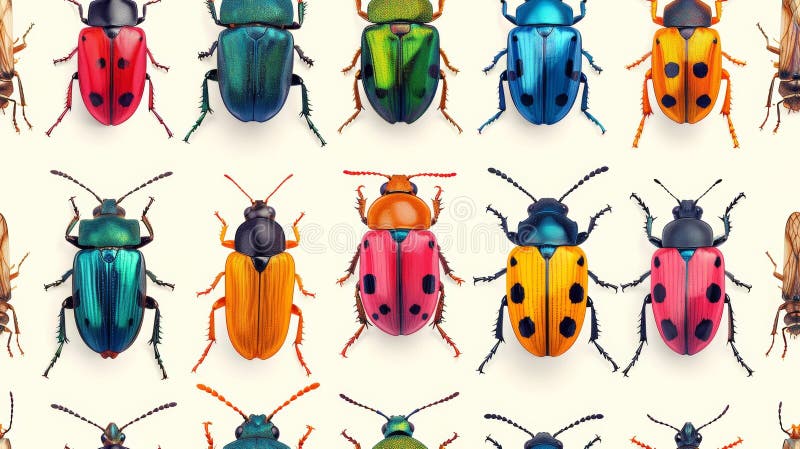 A Group of Colorful Beetles are Shown in this Pattern, AI Stock Image ...
