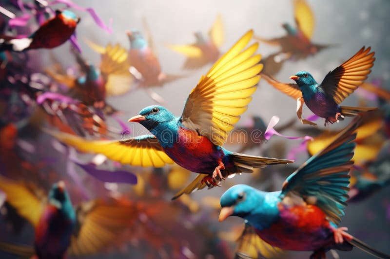 A group of colorful birds stock illustration. Illustration of ...