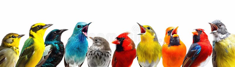 A Group of Colorful Birds Sings a Harmonious Melody Together White ...