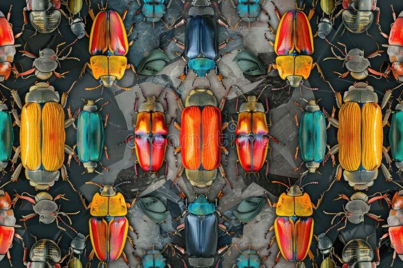 Group of Colorful Bugs on Black Surface, Perfect for Educational ...