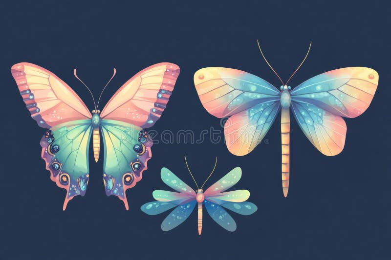 Group Colorful Butterflies Flying Together Bright Blue Background Stock ...