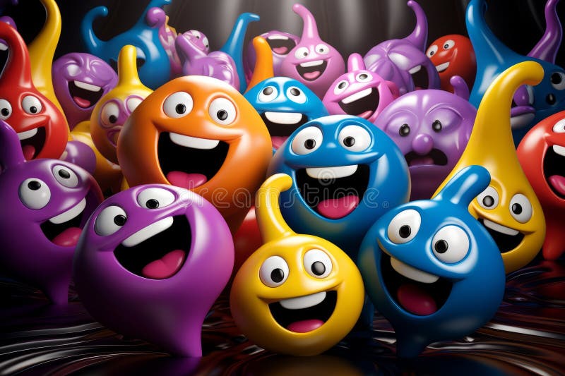 A Group of Colorful Cartoon Characters are Smiling and Laughing Stock ...