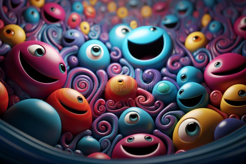 A Group of Colorful Cartoon Faces in a Circle Stock Illustration ...